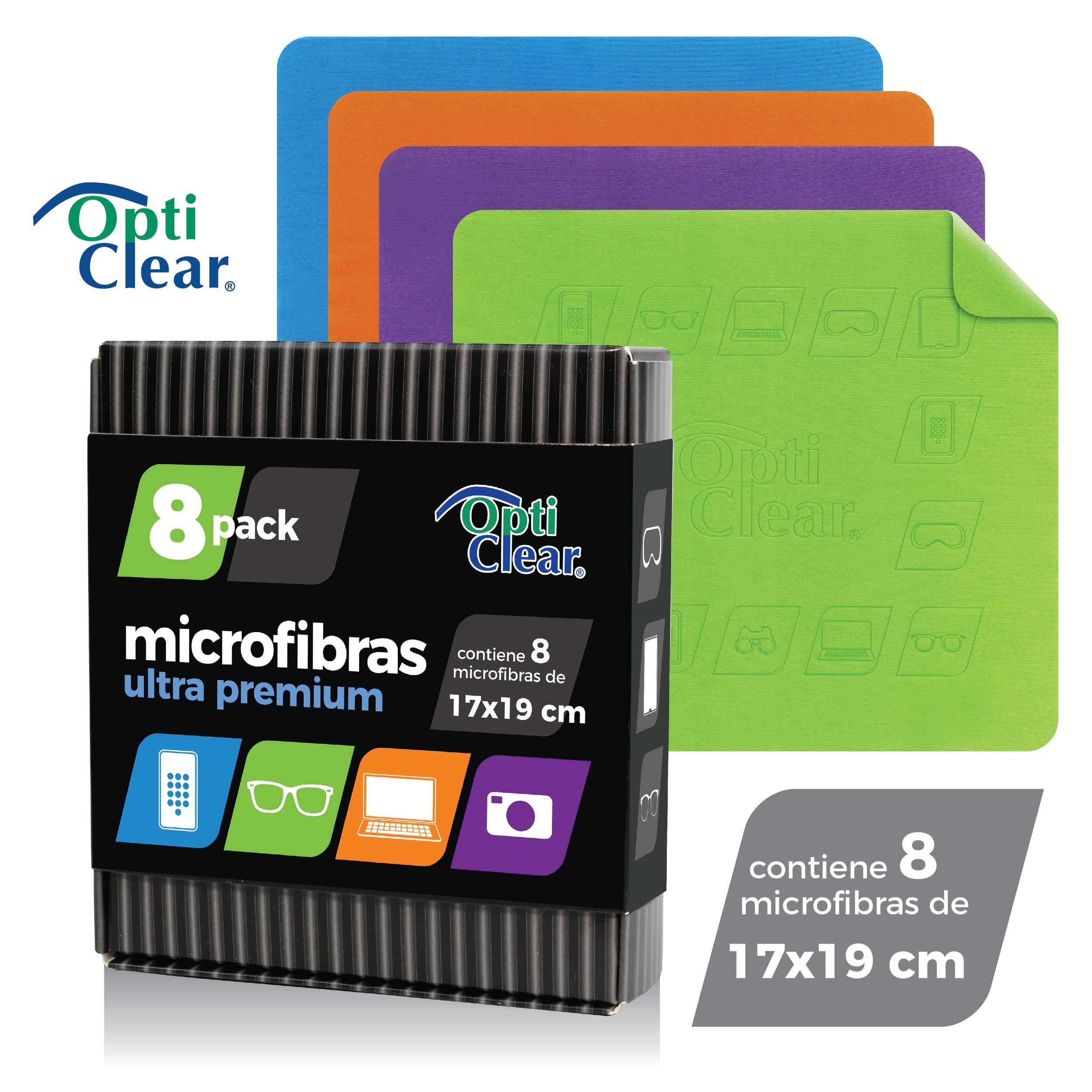 8 Pack Microfibras Ultrapremium OptiClear – OptiClear-ClearMax